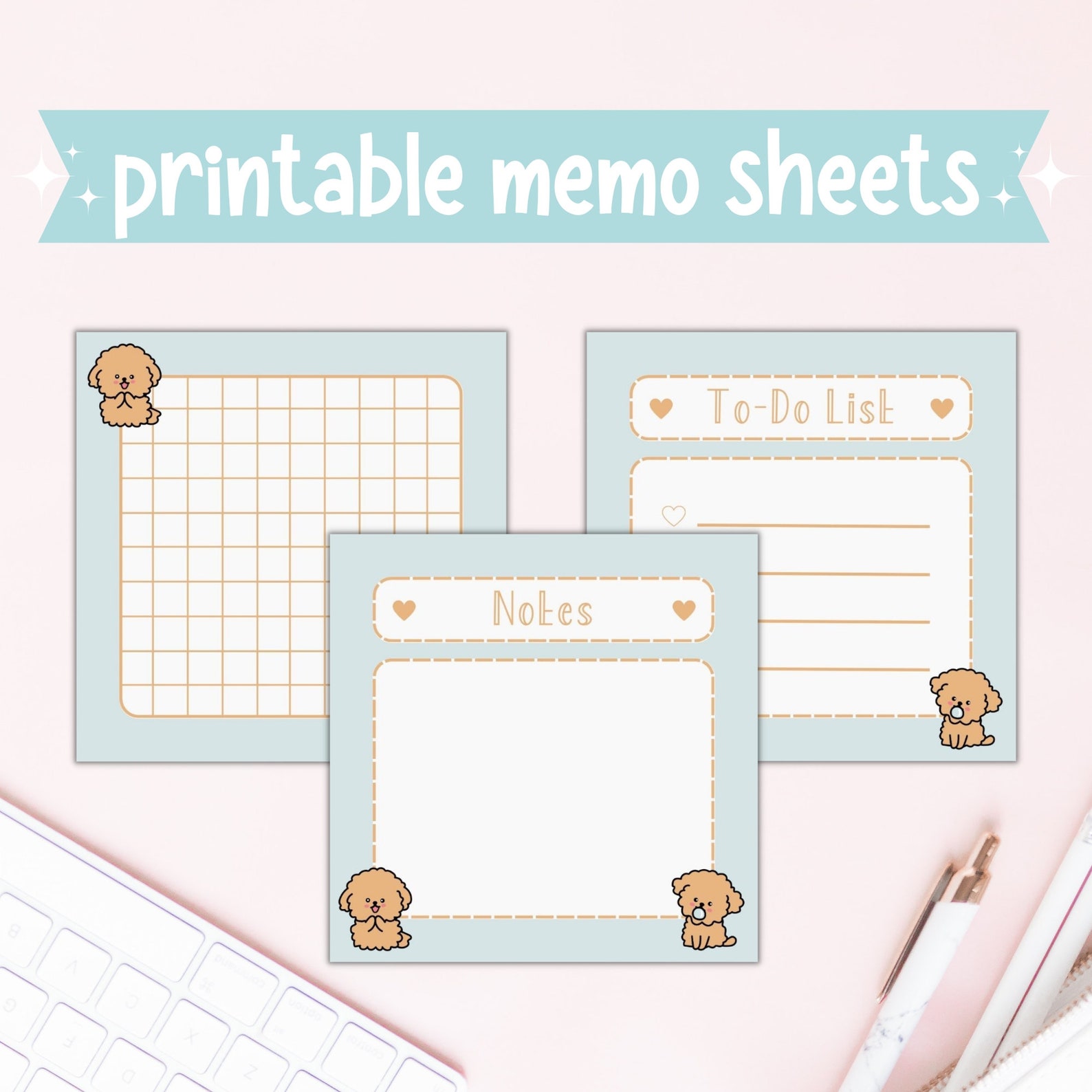 Kawaii Printable Memo Pads Cute Memo Sheets Digital Download - Etsy