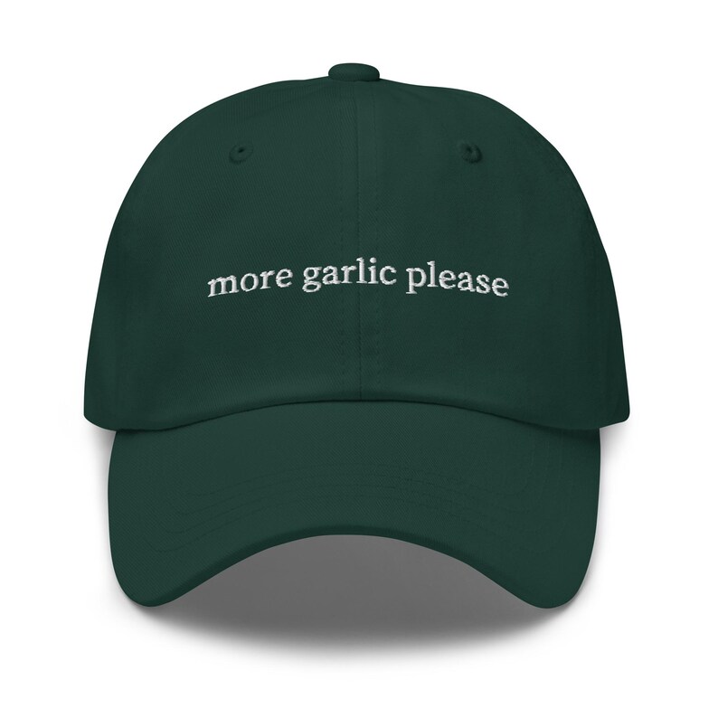 More Garlic Please Hat - Embroidered Cotton Foodie Cap - Etsy