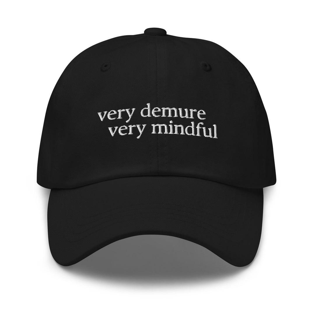 Very Demure Hat Very Demure, Very Mindful Cotton Embroidered Minimalism ...