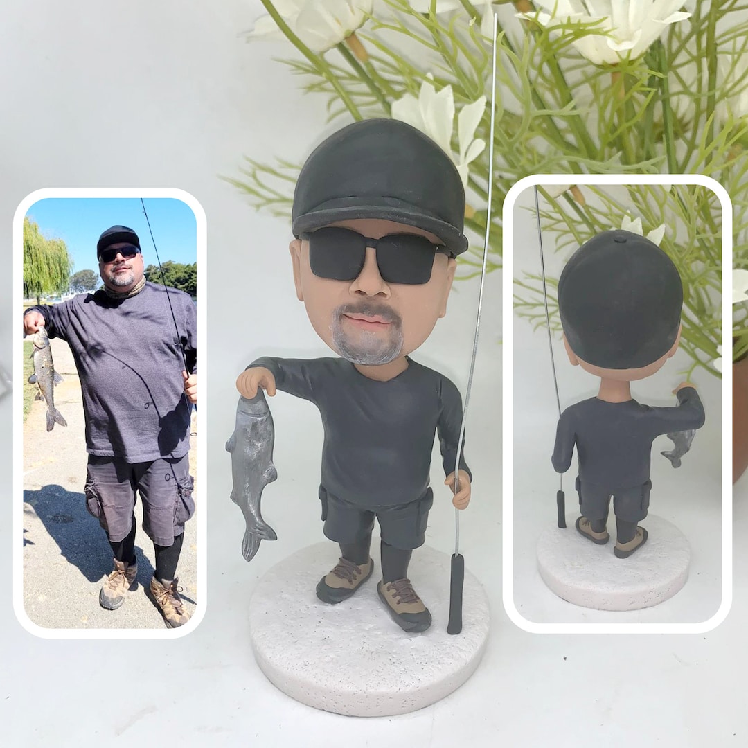 Personalized Fishing Bobblehead, Custom Fisherman Bobbleheads, Custom ...