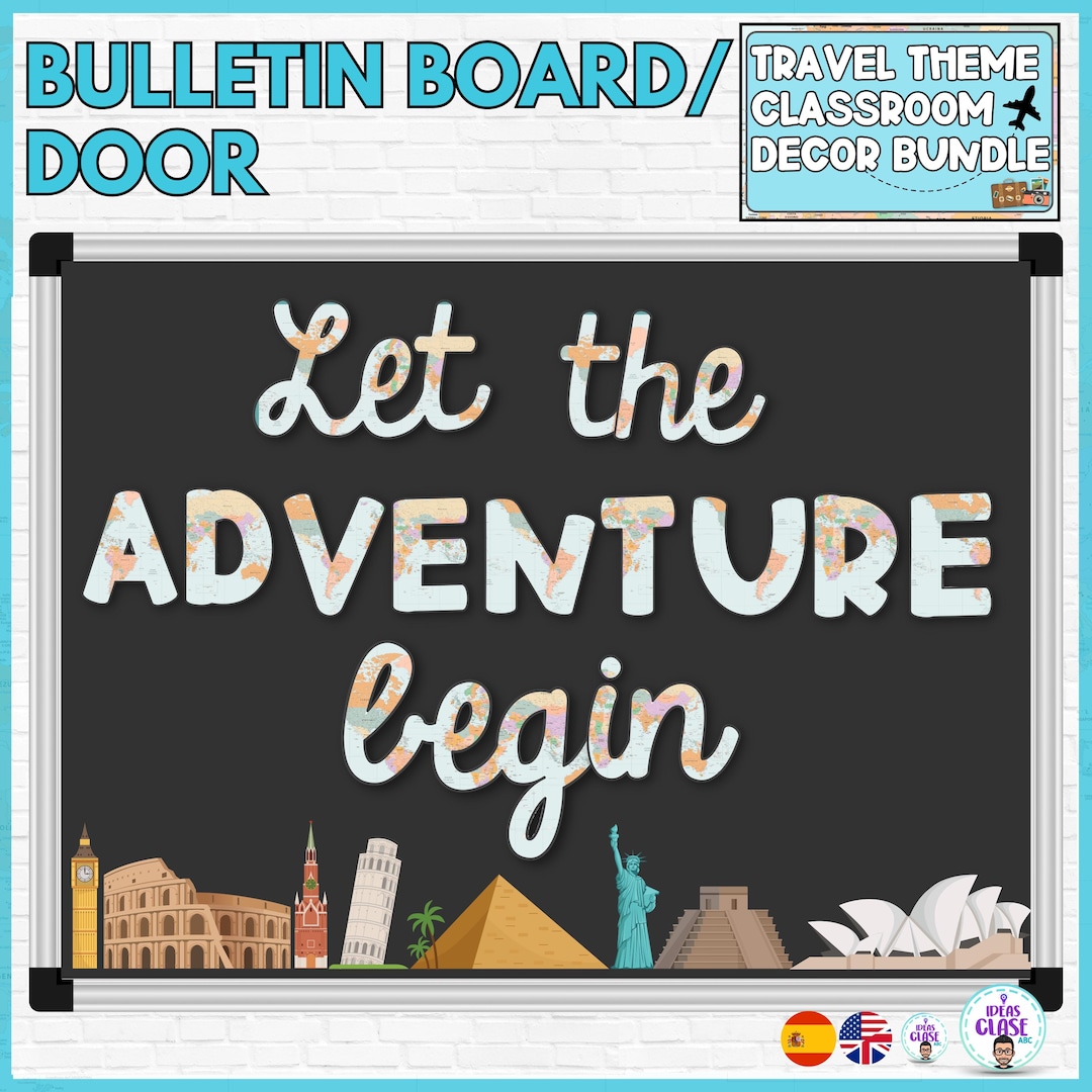 Back to School Bulletin Board Kit - Door Decor- Travel Theme Classroom ...