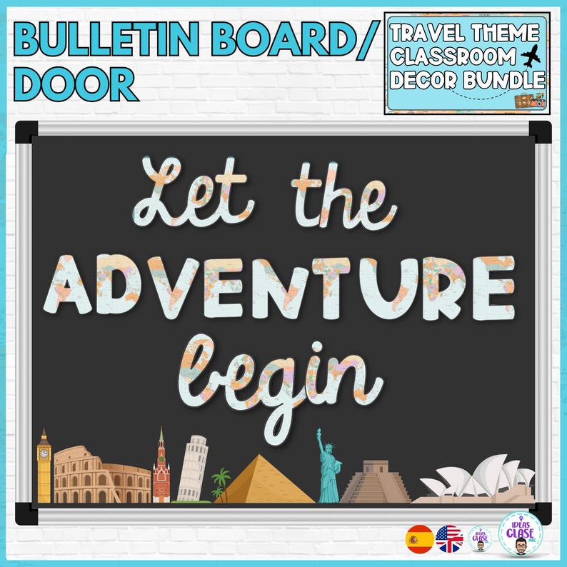 Back to School Bulletin Board Kit - Door Decor- Travel Theme Classroom ...