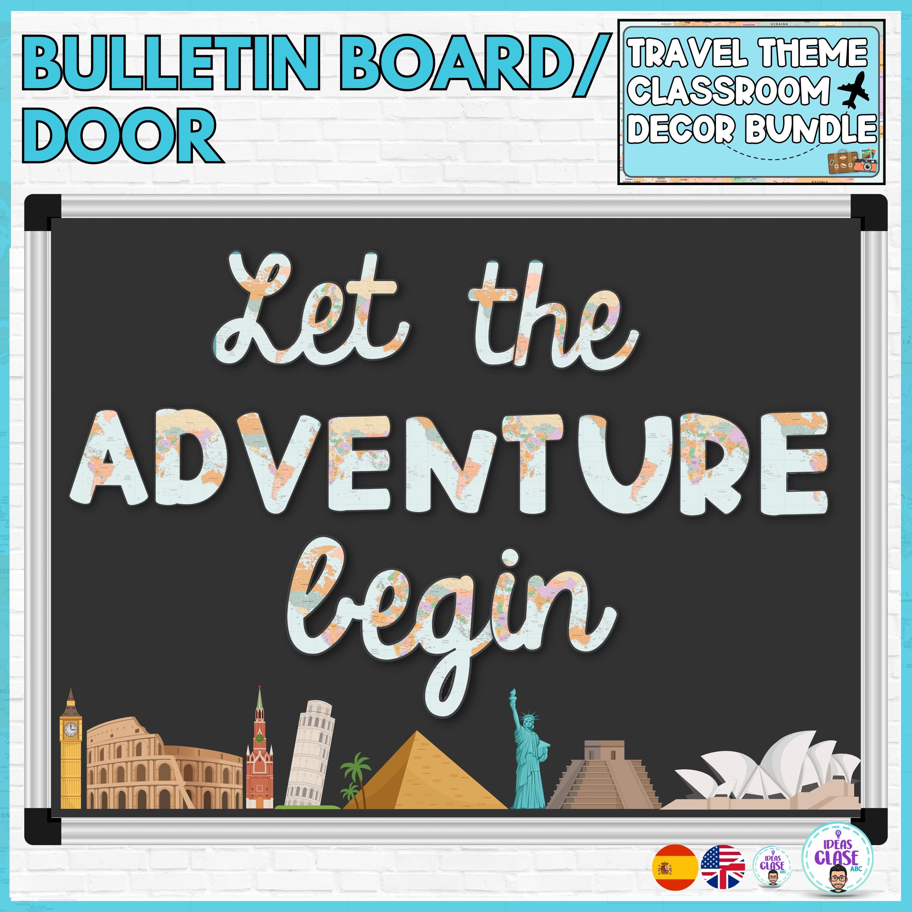 Back to School Bulletin Board Kit - Door Decor- Travel Theme Classroom ...