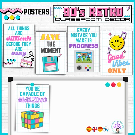 Motivational Classroom Posters Retro Decor Theme Bilingual - Etsy
