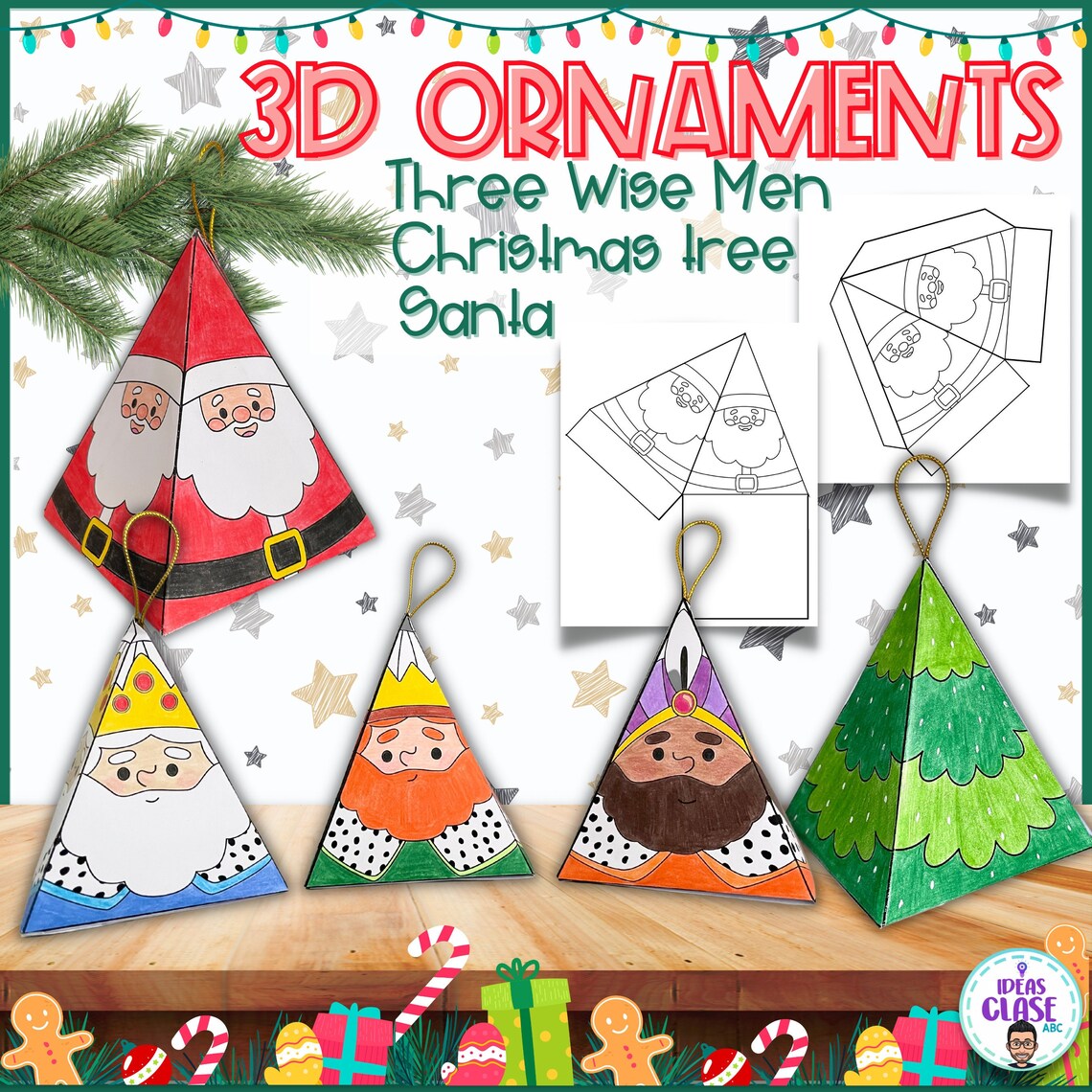 3D Christmas Ornaments- Santa, Christmas Tree, Three Wise Men - Etsy