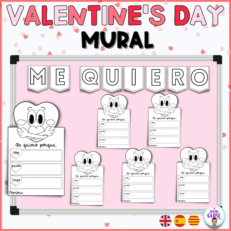 Valentine's Day Bulletin Board Kit- Self Love- Bilingual- San Valentin ...