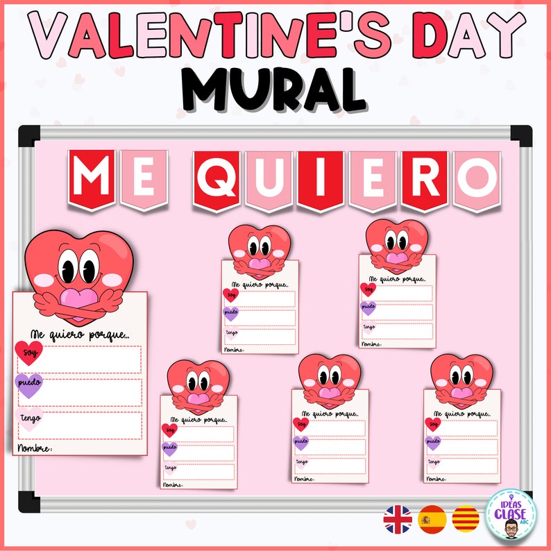 Valentine's Day Bulletin Board Kit- Self Love- Bilingual- San Valentin ...