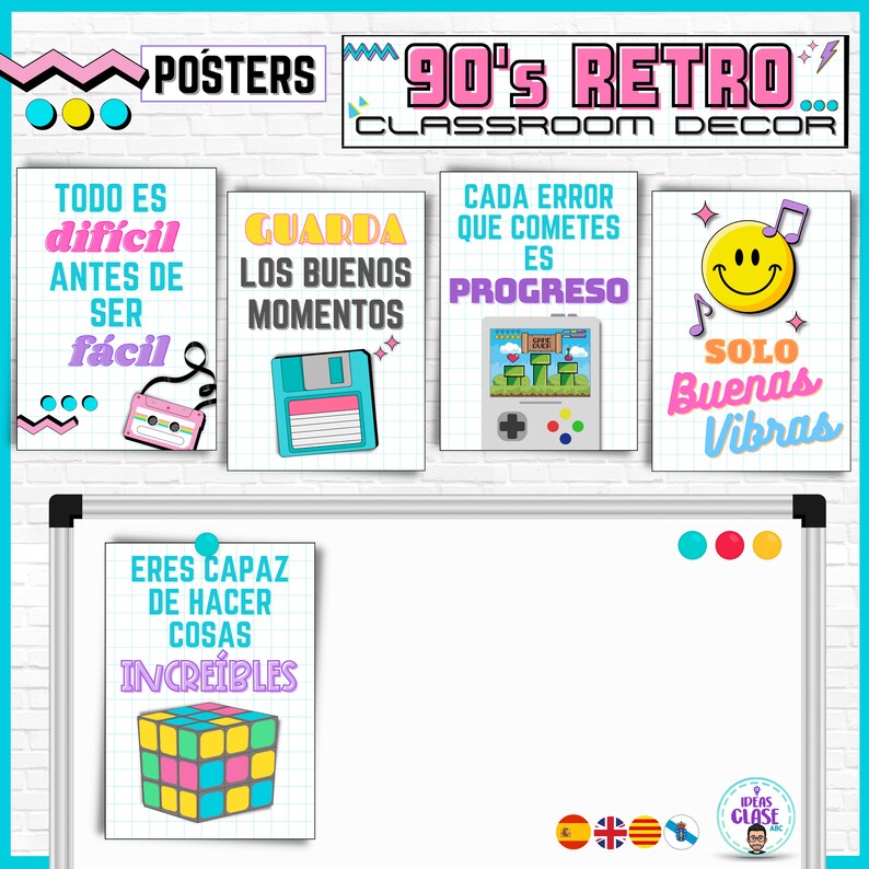 Motivational Classroom Posters- Retro Decor Theme- Bilingual - Etsy