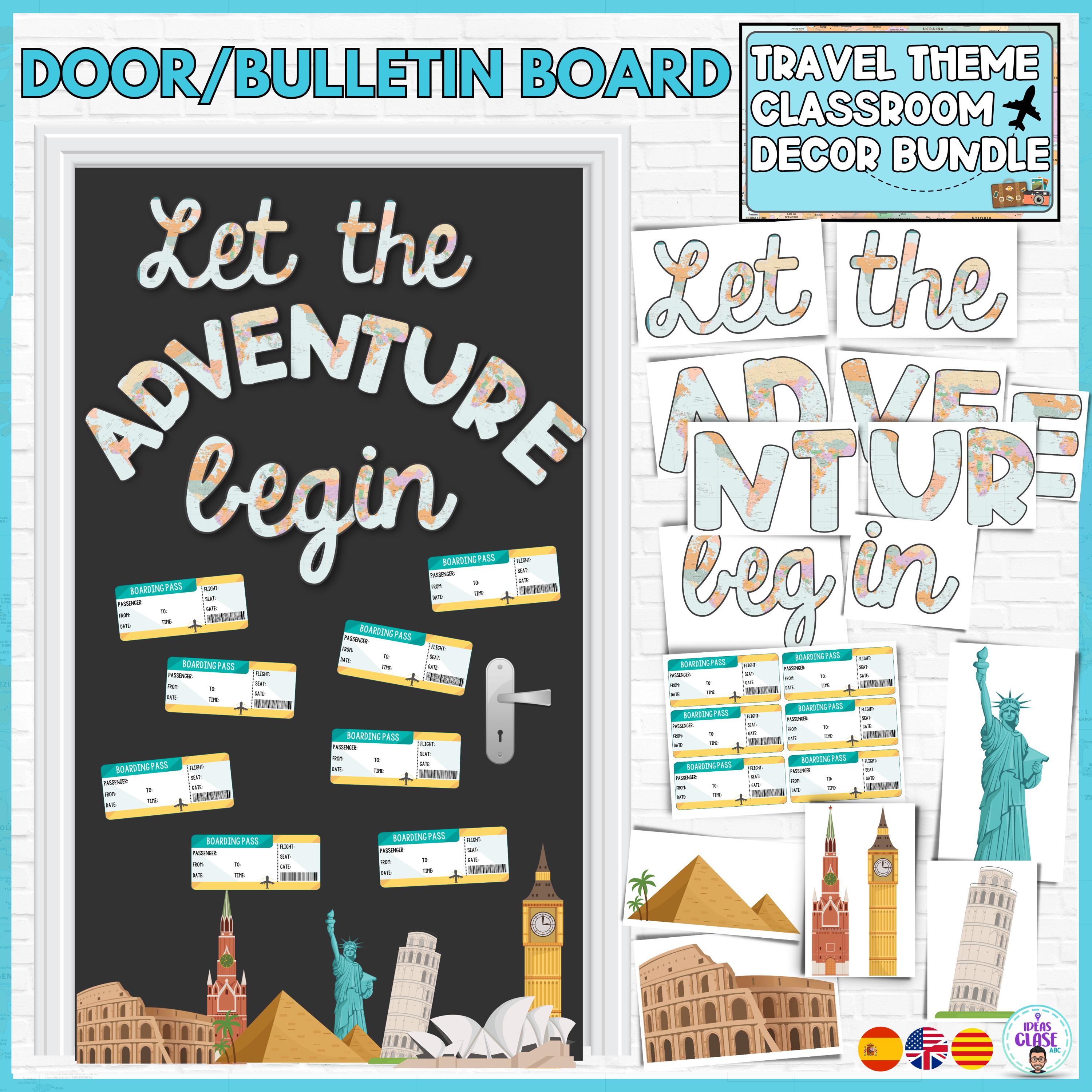 Back to School Bulletin Board Kit - Door Decor- Travel Theme Classroom ...