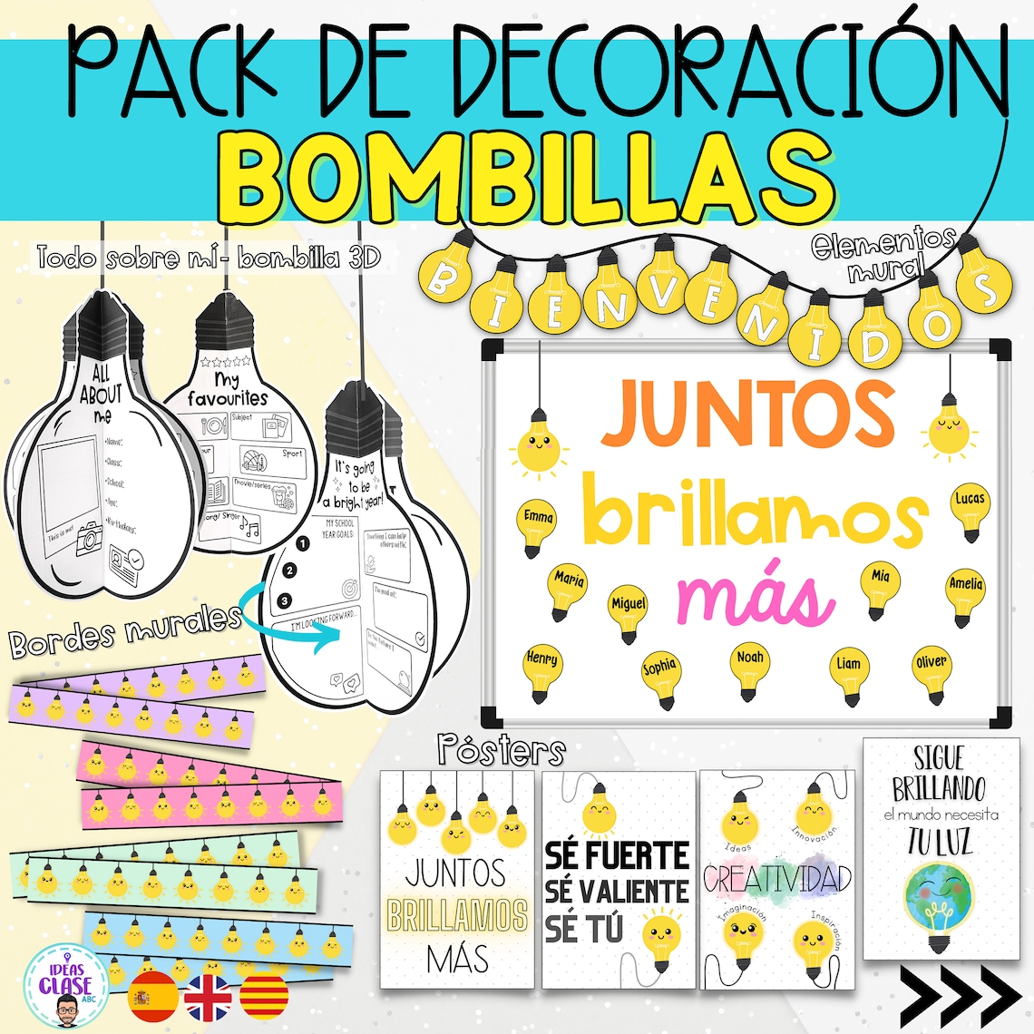 Lightbulb Back to School Bulletin Board Kit+ Decor Bundle- Bilingual - Etsy