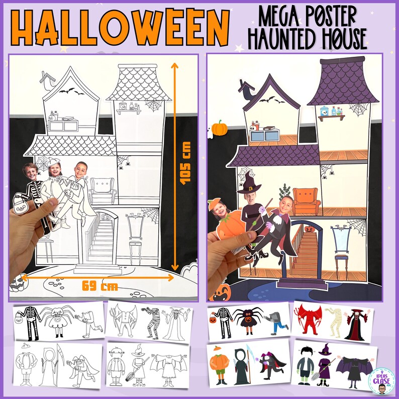 Haunted House- Mega Poster and Halloween Costumes Cutouts- Bulletin ...