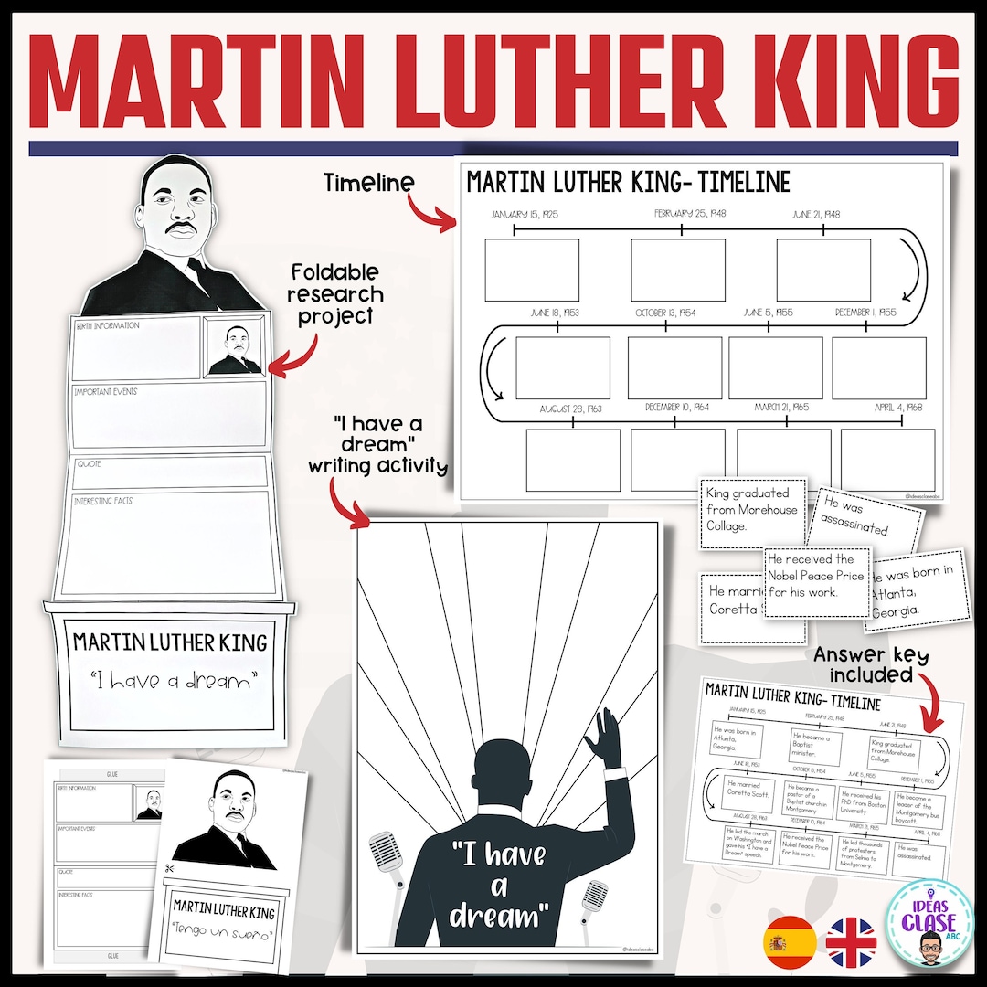 Martin Luther King, Jr- Timeline- "i Have a Dream" Activity- Foldable ...