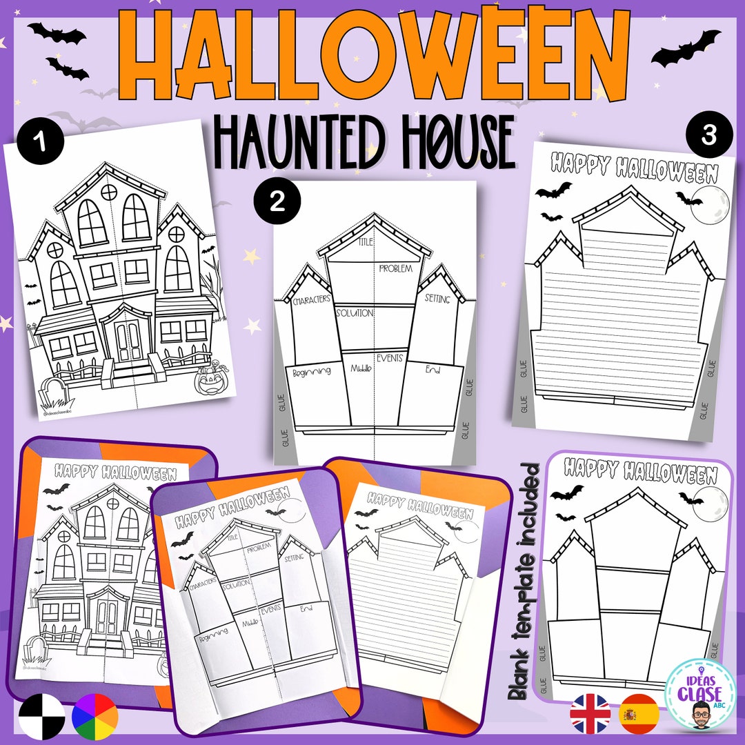Haunted House Halloween Writing Elements Graphic Organizer - Bilingual ...