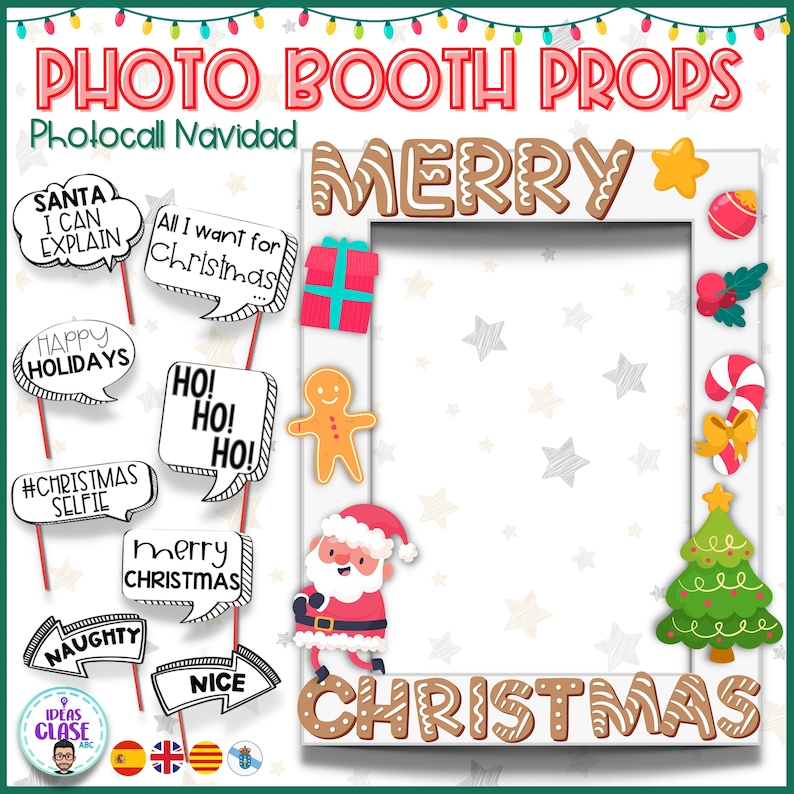 Christmas Photo Booth Props Printables- Photocall De Navidad Bilingual ...