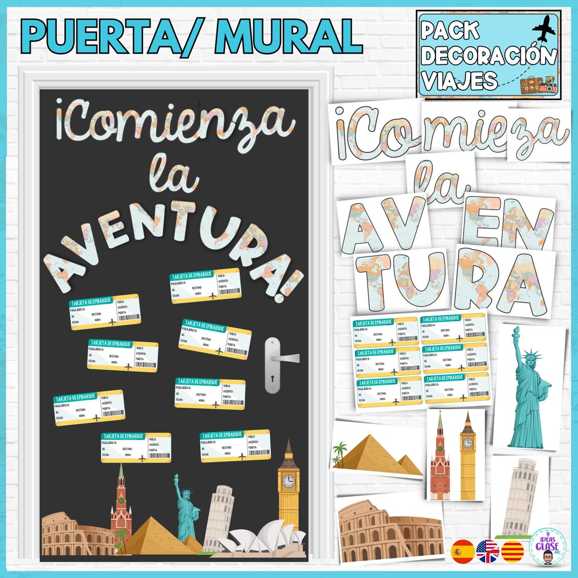 Back to School Bulletin Board Kit - Door Decor- Travel Theme Classroom ...