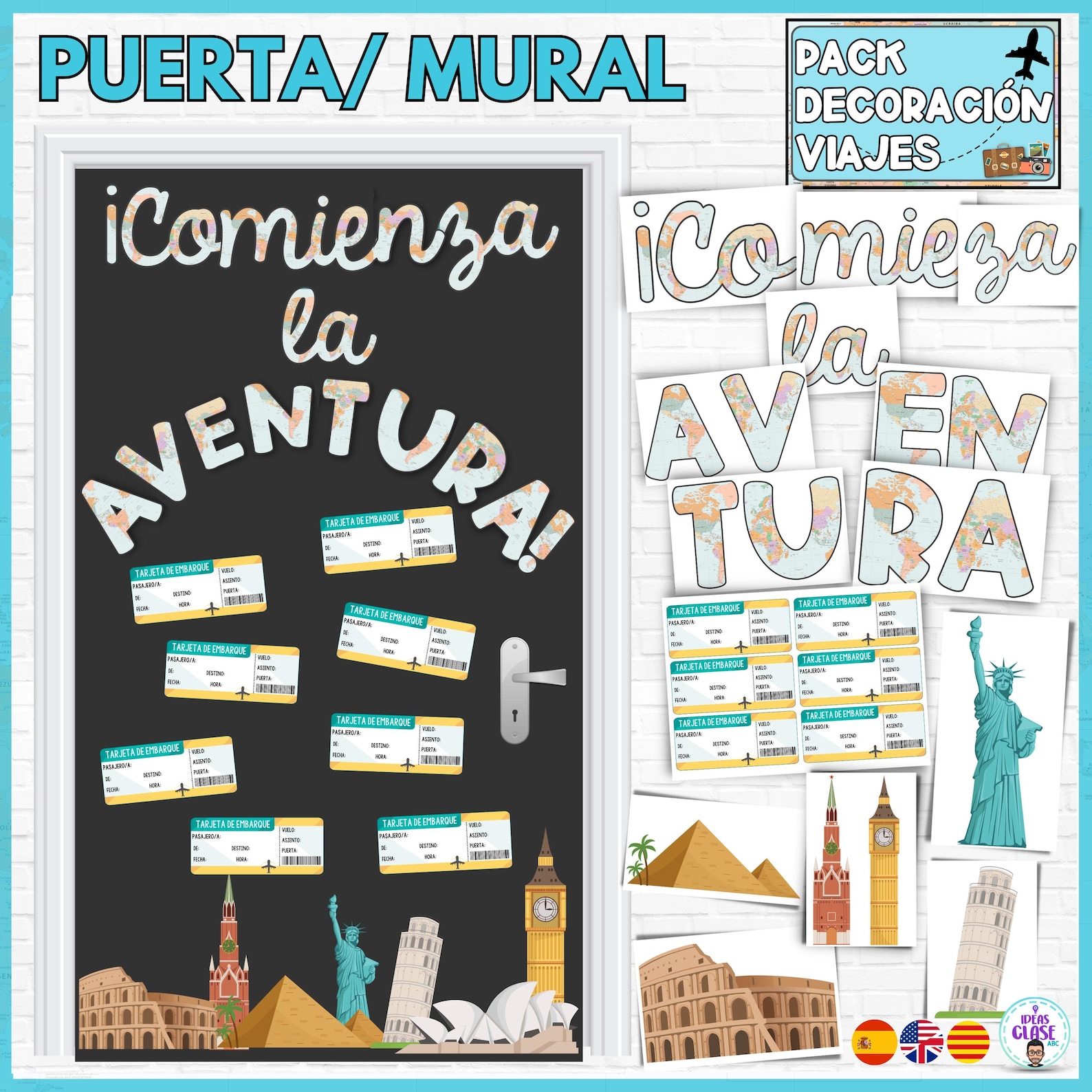 Back to School Bulletin Board Kit - Door Decor- Travel Theme Classroom ...