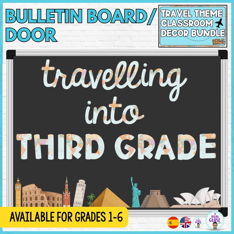 Back to School Bulletin Board Kit - Door Decor- Travel Theme Classroom ...