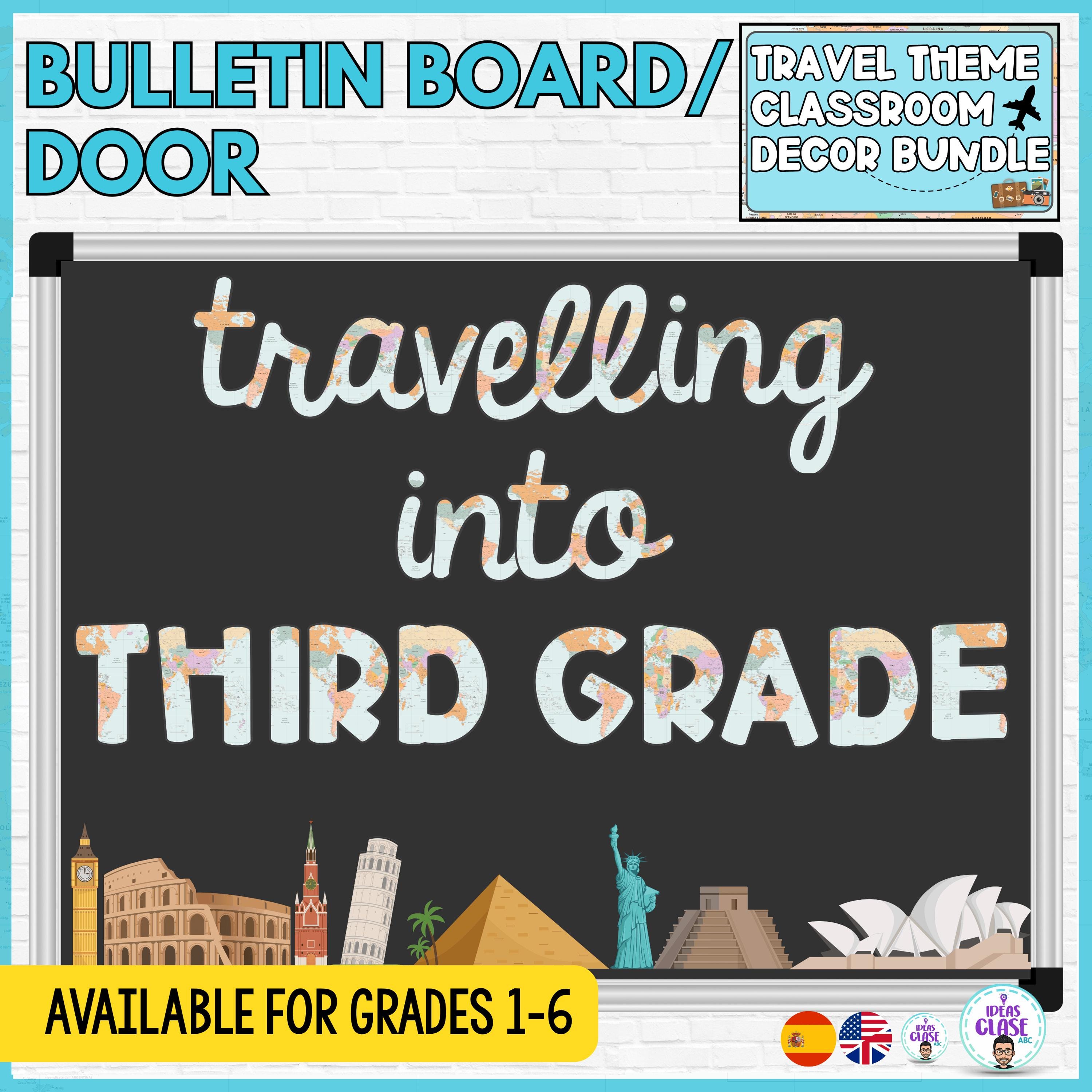 Back to School Bulletin Board Kit - Door Decor- Travel Theme Classroom ...