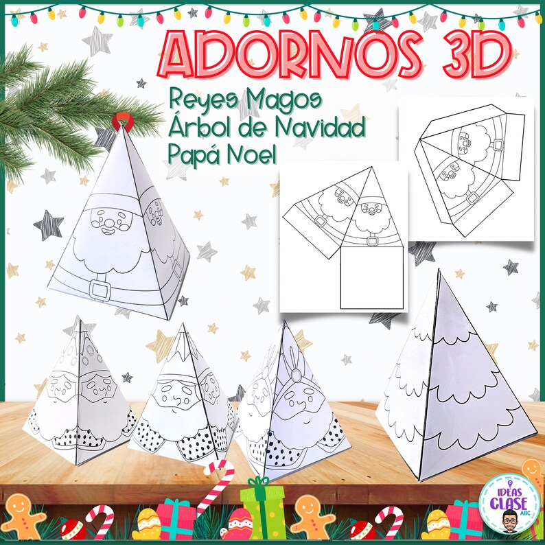 3D Christmas Ornaments Santa, Christmas Tree, Three Wise Men - Etsy