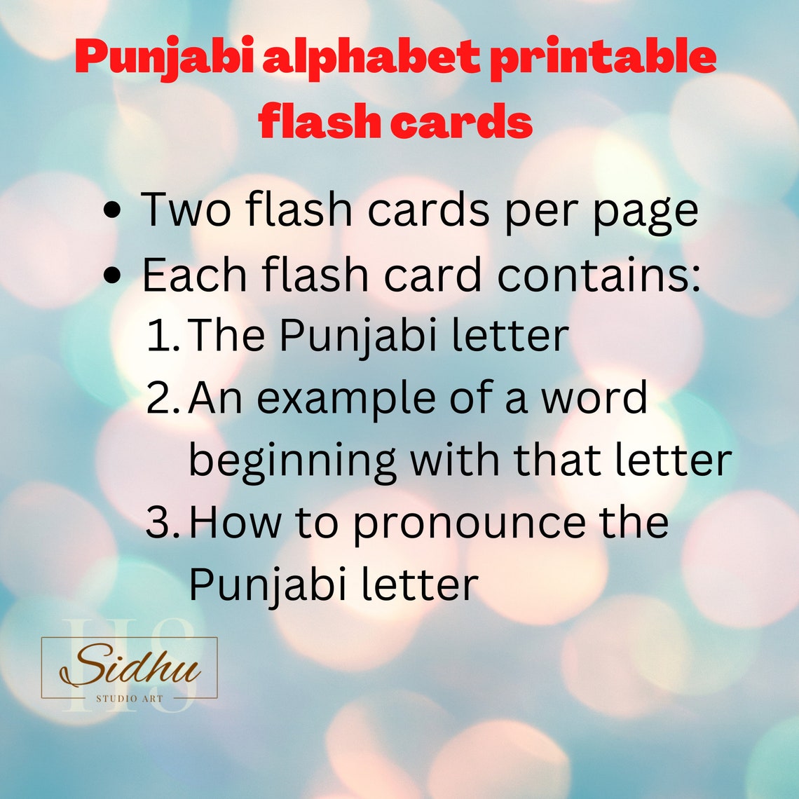 Punjabi Alphabet Flashcards, Bilingual Learning (digital Download) - Etsy