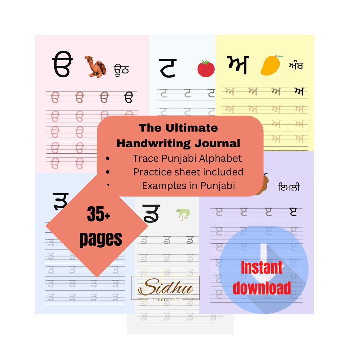 Punjabi Alphabet Tracing Workbook, Printable Punjabi Handwriting ...