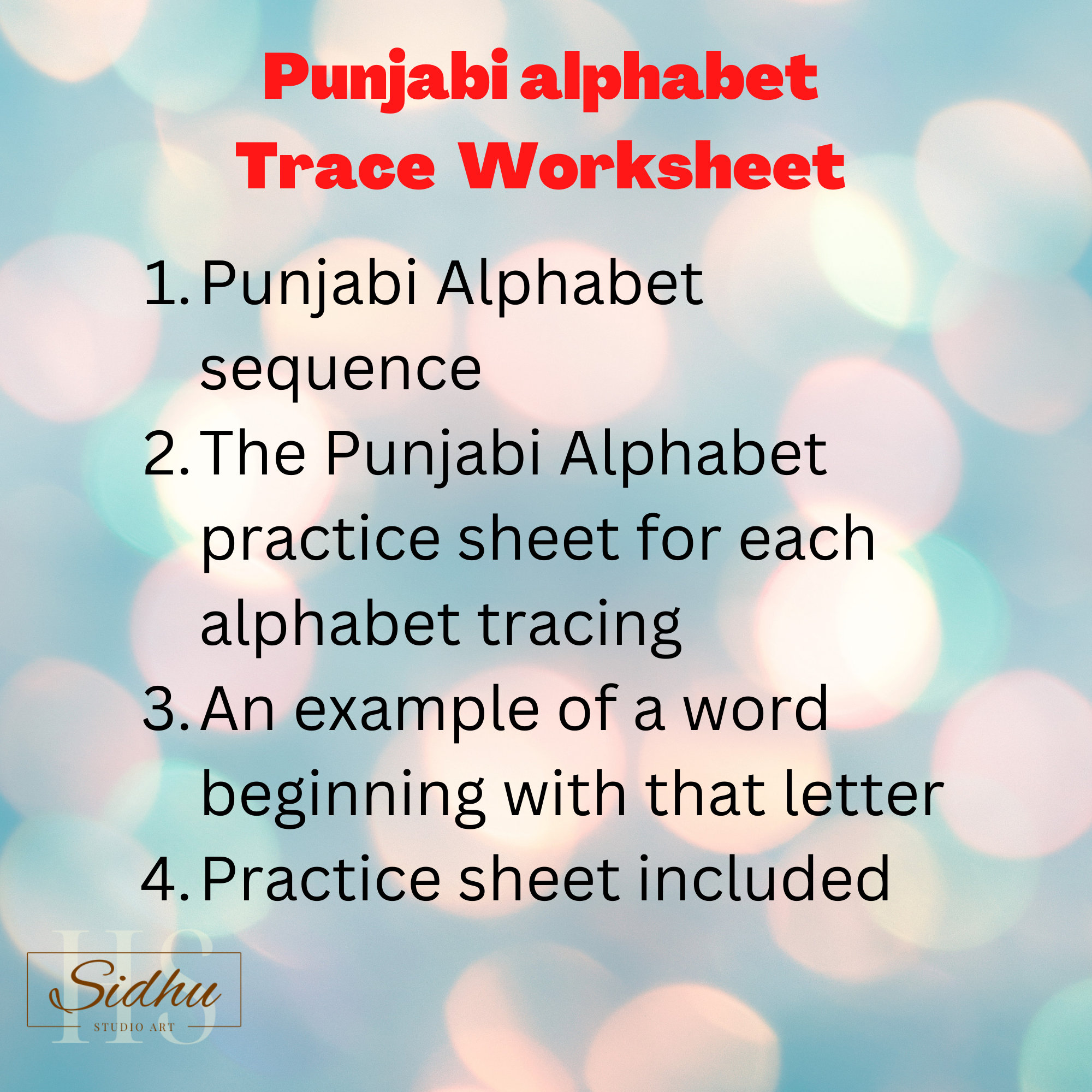 Punjabi Alphabet Tracing Workbook, Printable Punjabi Handwriting ...