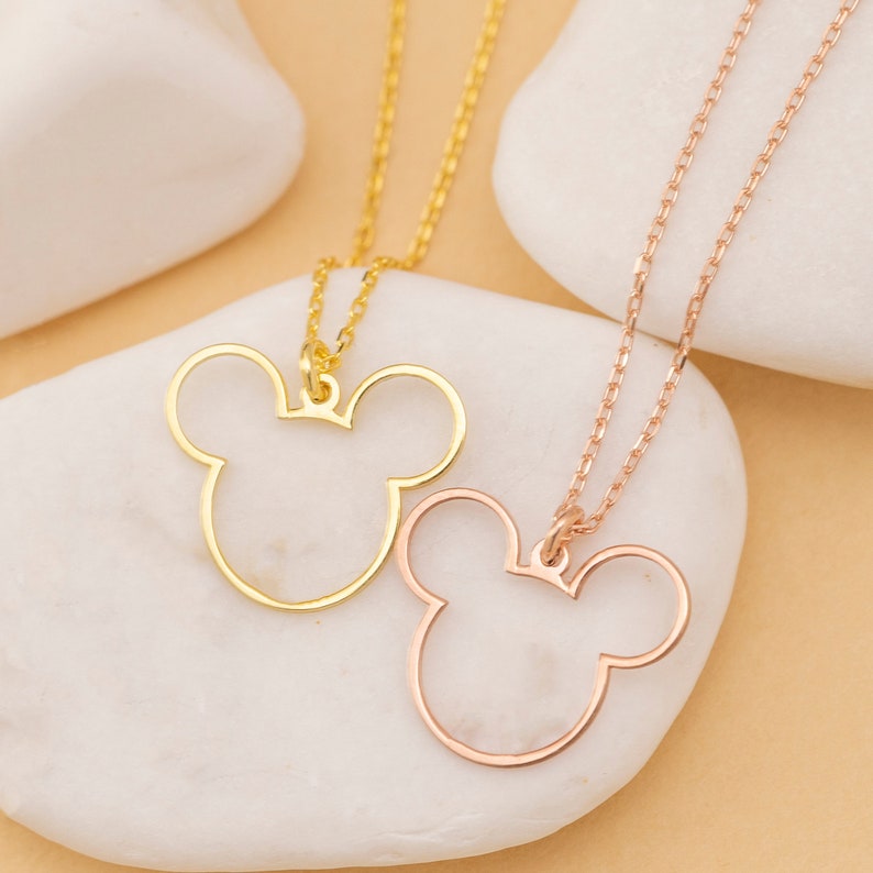 Disney Gold Necklace Mickey Mouse Jewelry Disney Head - Etsy