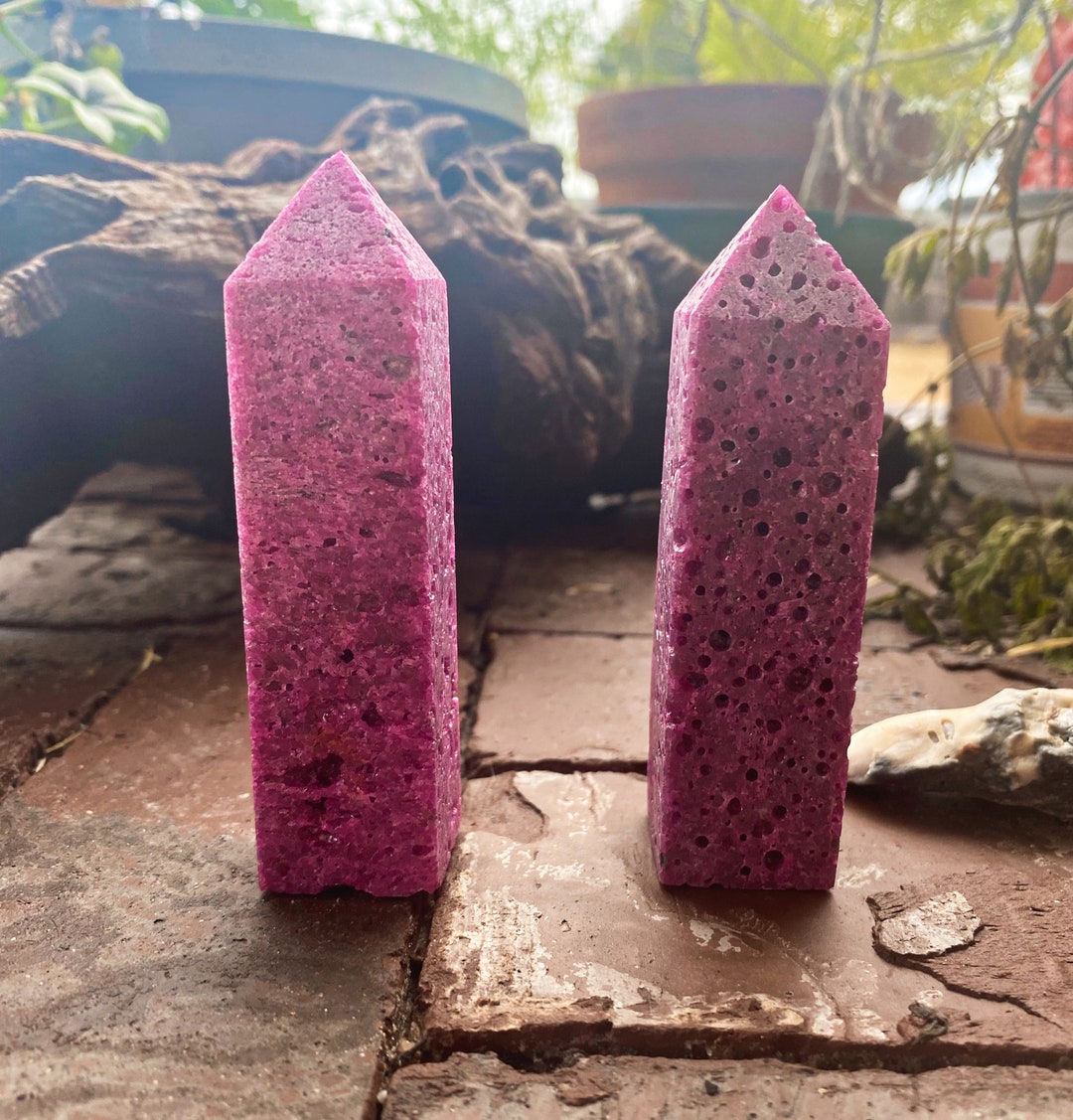 Natural Honeycomb Ruby Tower/point-meditation, Spirituality, Decoration-love, Loyalty, Courage ...