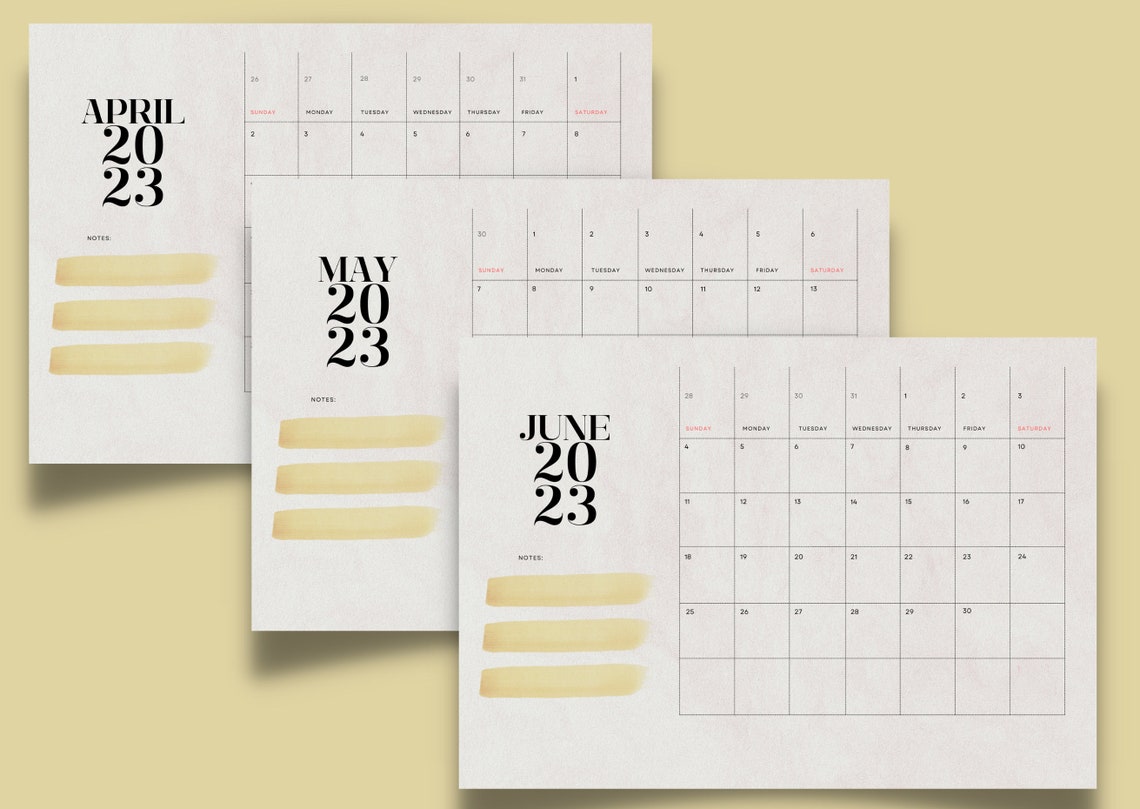 Blank Monthly Calendar Printable Landscape Minimalist - Etsy