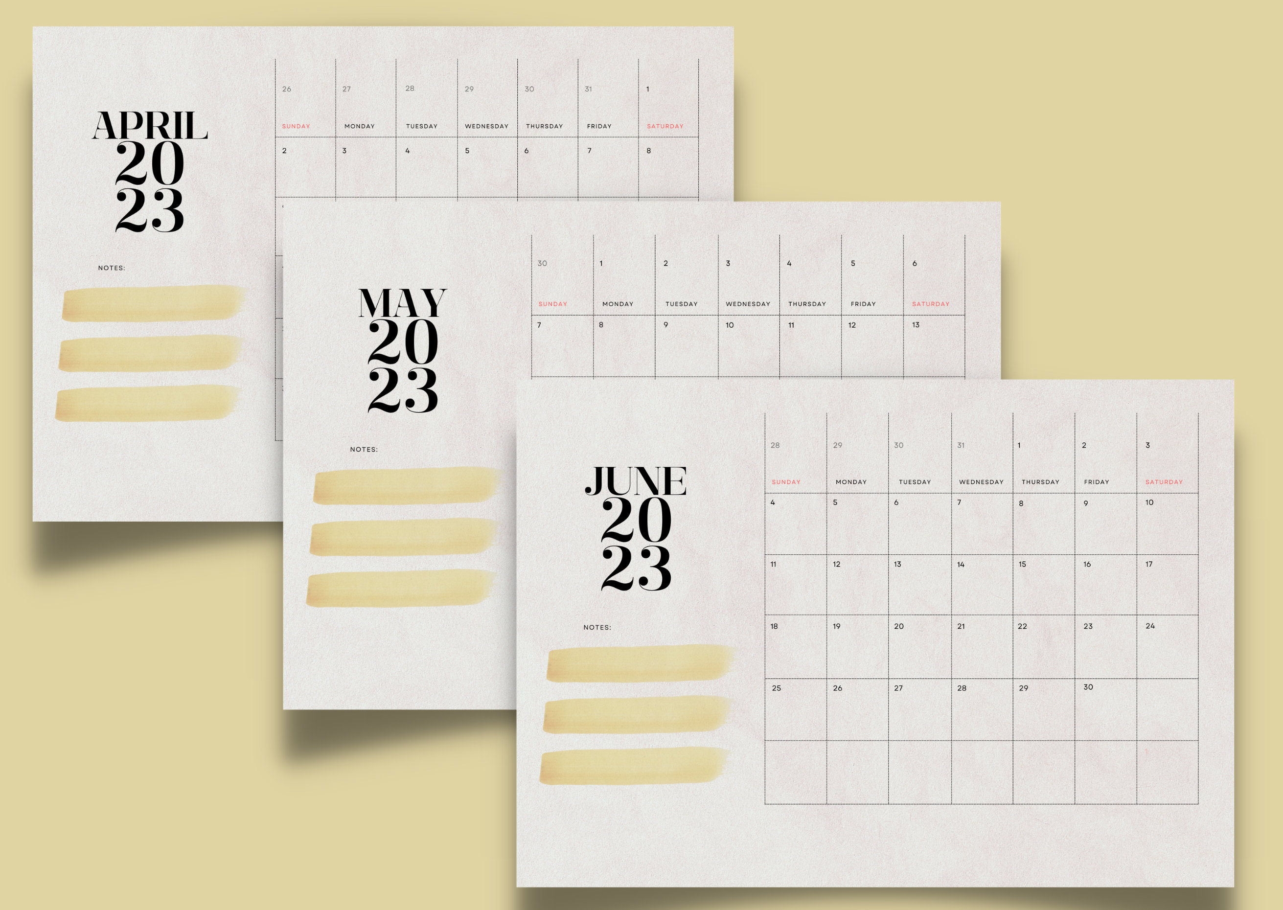 Blank Monthly Calendar Printable Landscape, Minimalist Calendar ...