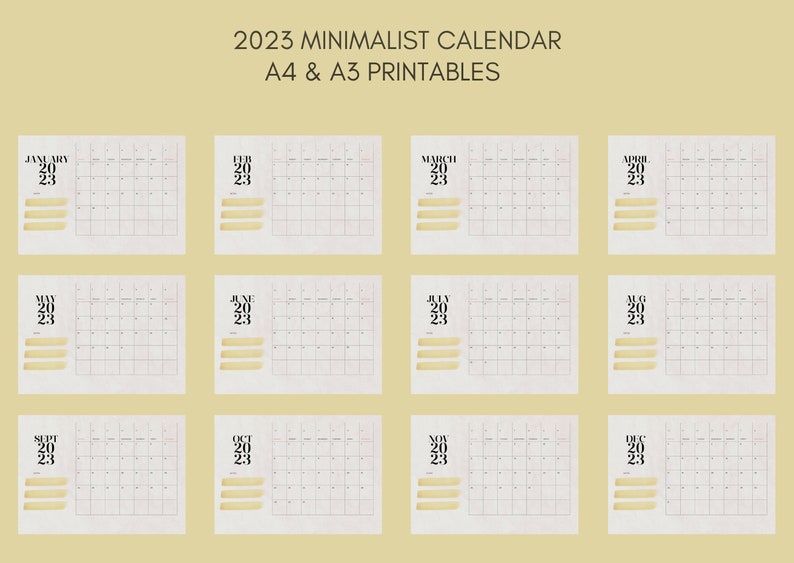 Blank Monthly Calendar Printable Landscape, Minimalist Calendar ...