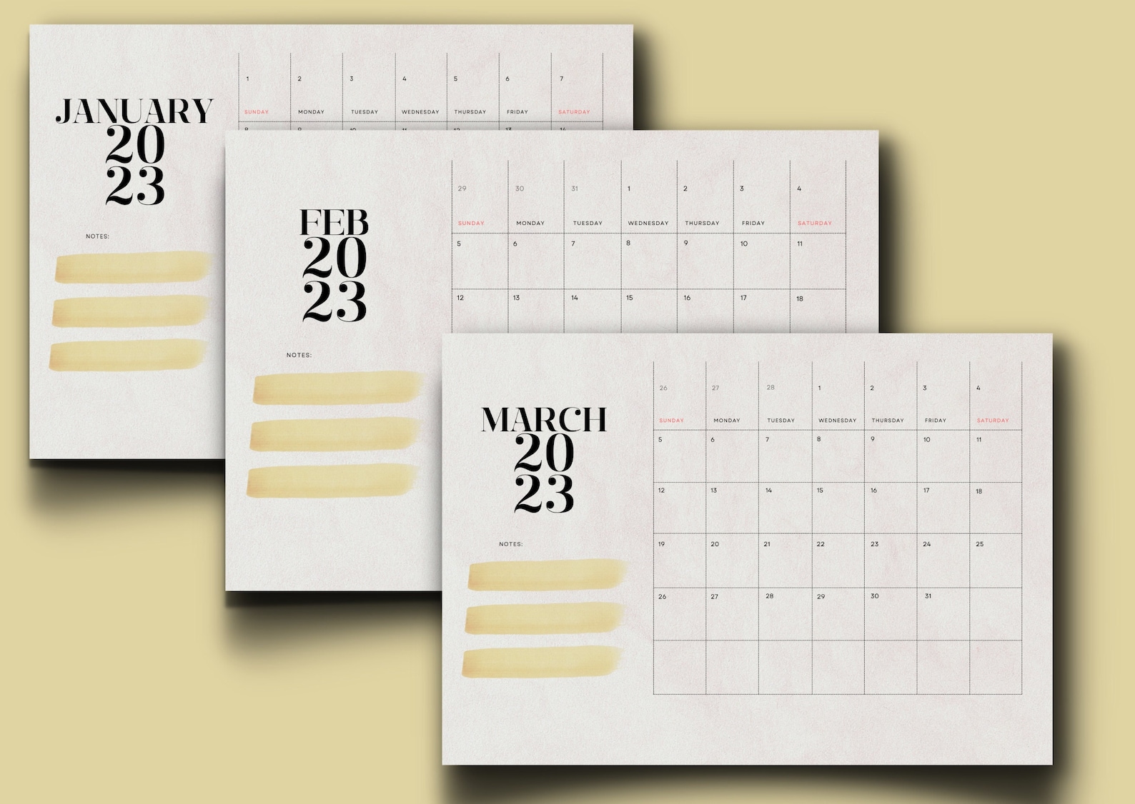 Blank Monthly Calendar Printable Landscape Minimalist - Etsy