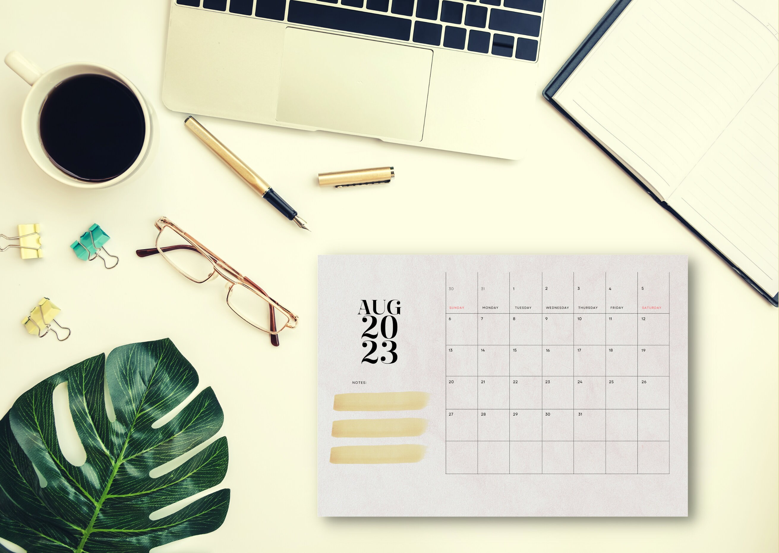 Blank Monthly Calendar Printable Landscape, Minimalist Calendar ...