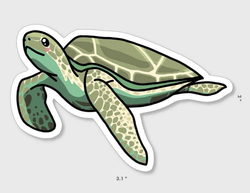 Adorable Sea Turtle Sticker | Sea Turtle Stickers | Waterproof, Vinyl ...