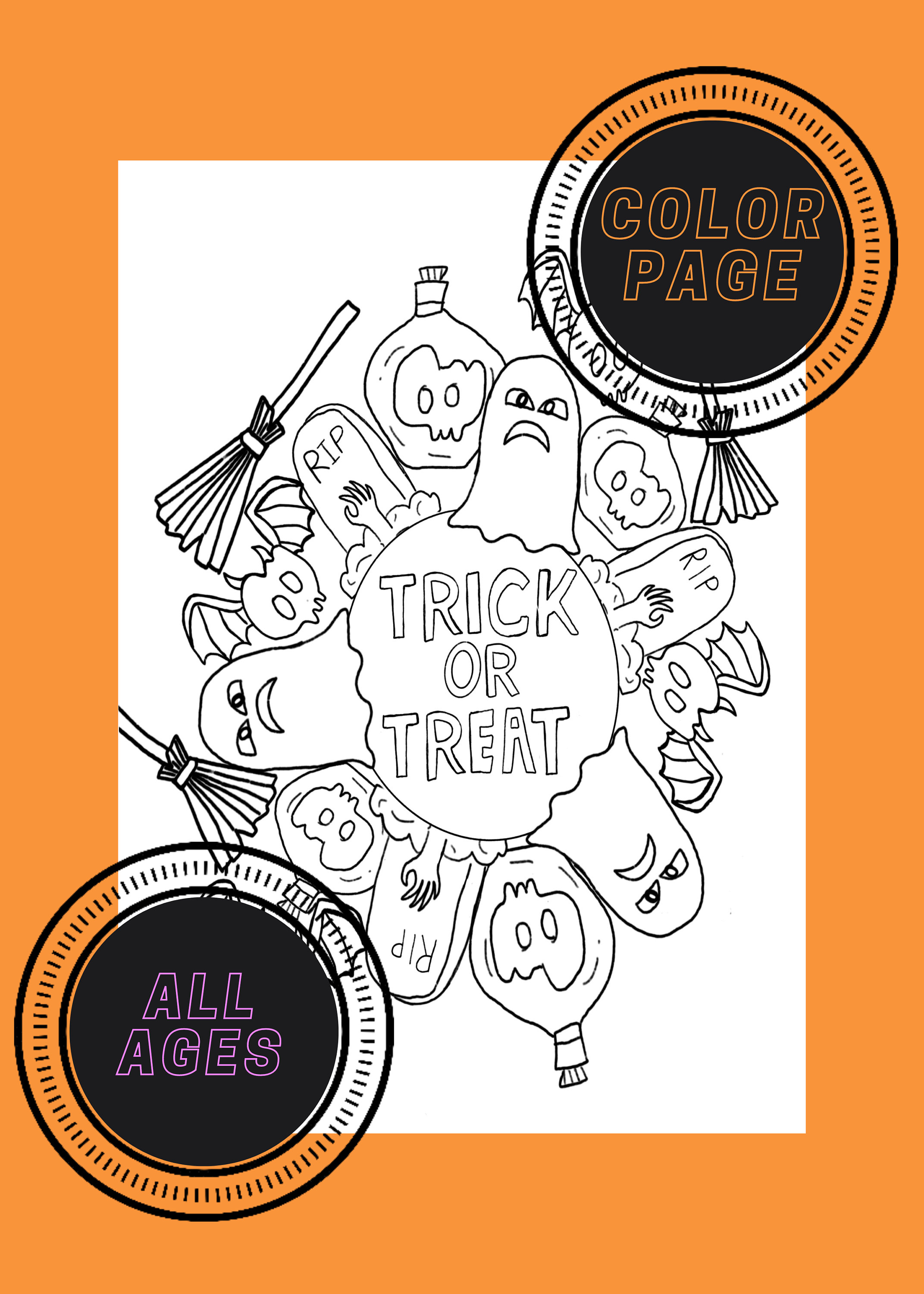 Halloween Coloring Activity, Printable, Kid Coloring Sheet, Students ...