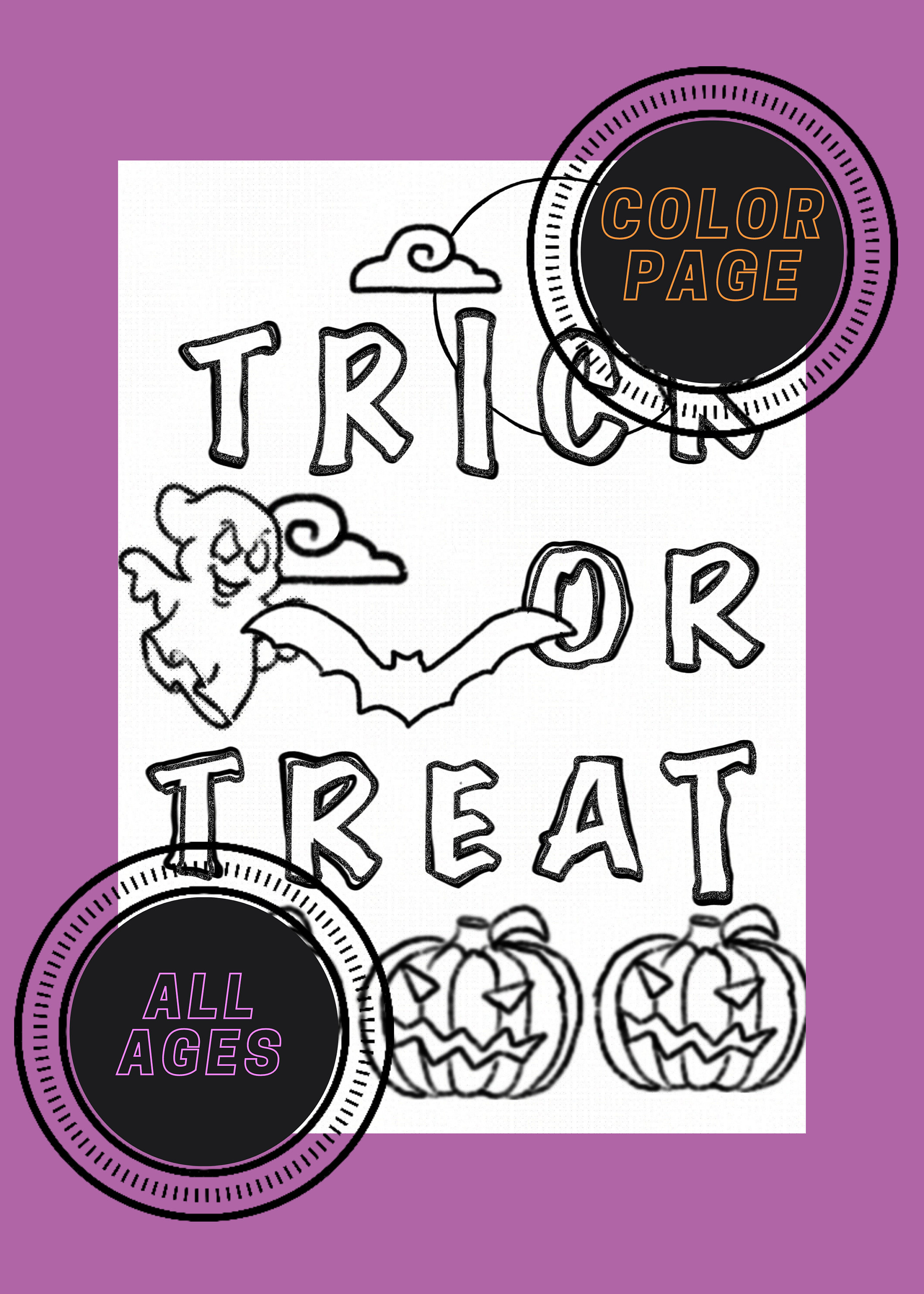 Halloween Coloring Activity, Printable, Kid Coloring Sheet, Students ...