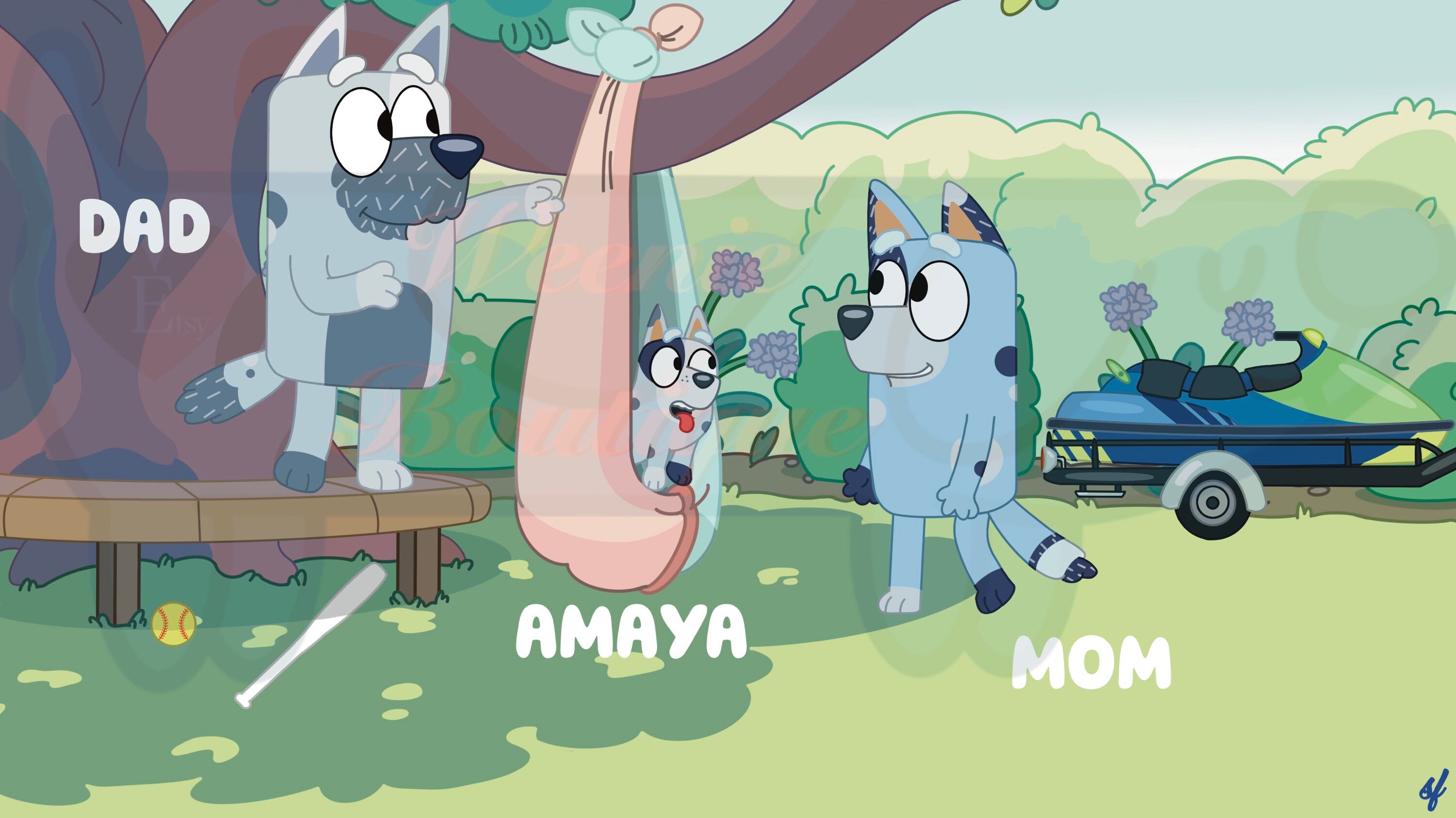 Bluey Portrait/ Family Portrait/ Bluey Your Dog / Professional - Etsy ...