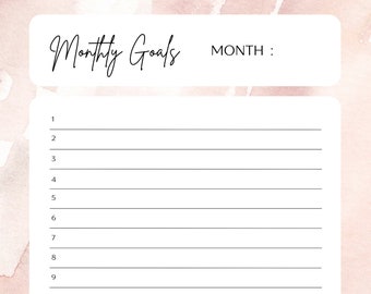 Printable Daily, Weekly, Monthly Goal Planner Sheet, Digital Download ...