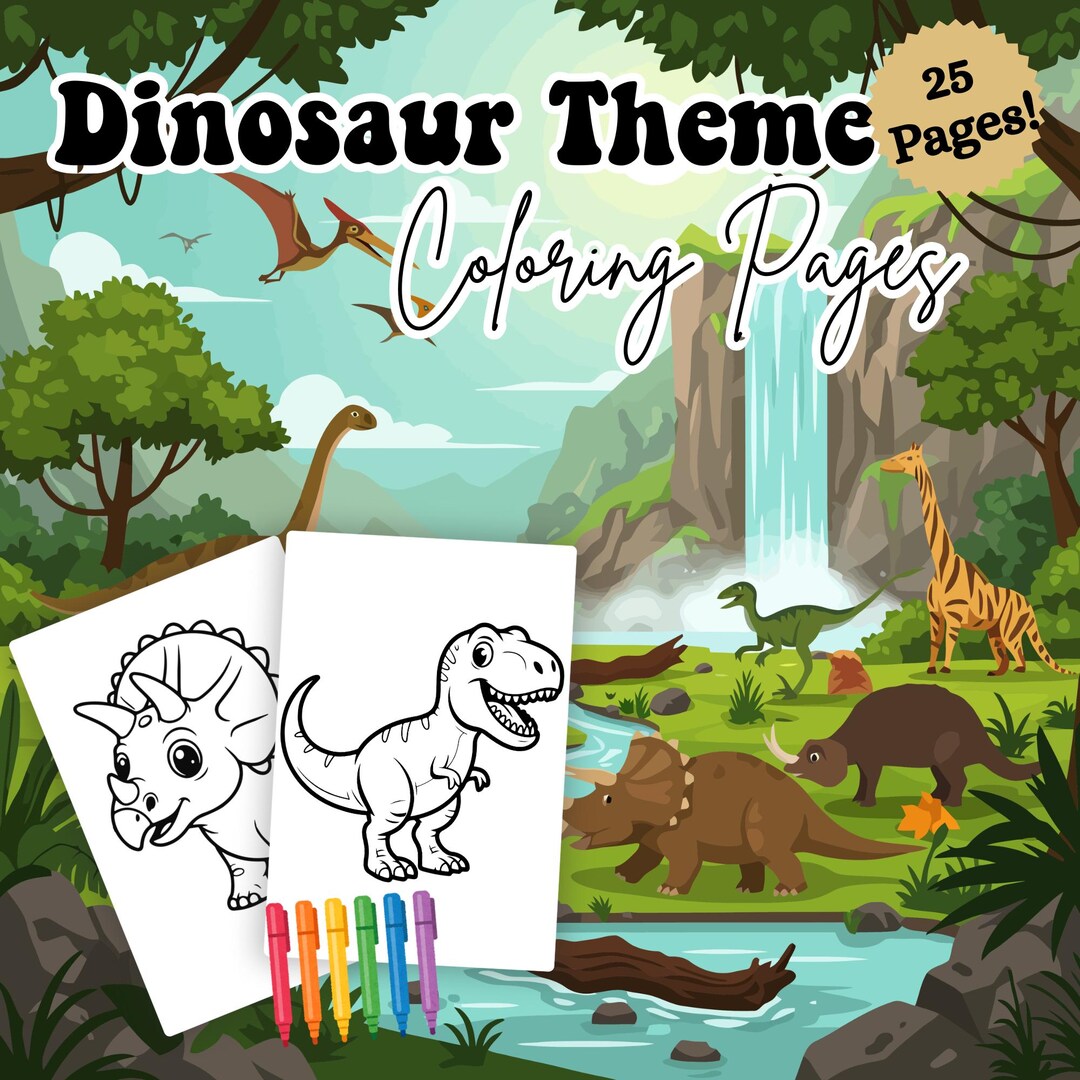 Dinosaur Coloring Pages for Kids – 25 Printable Dino Coloring Book ...