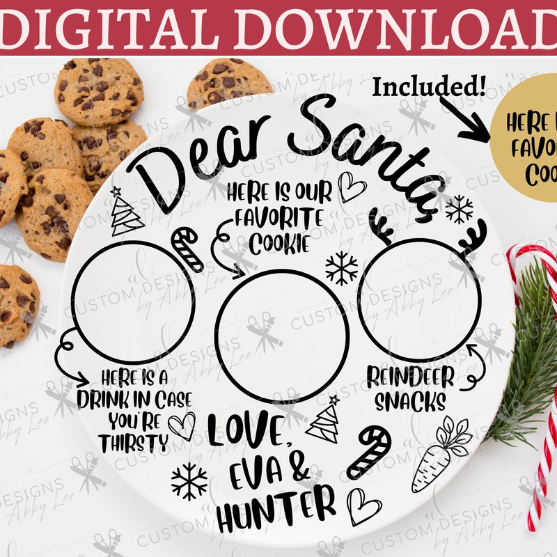 Santa Cookie Plate Svg - Etsy