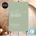 Hello Baby Sign Template | Sage Green Baby Shower Sign | Baby Shower ...
