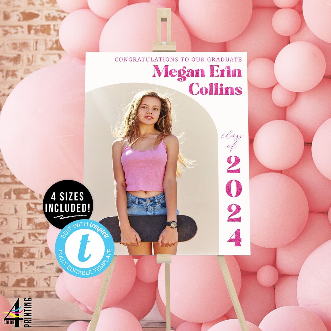 Graduation Digital Poster Template | Graduation Sign Template ...