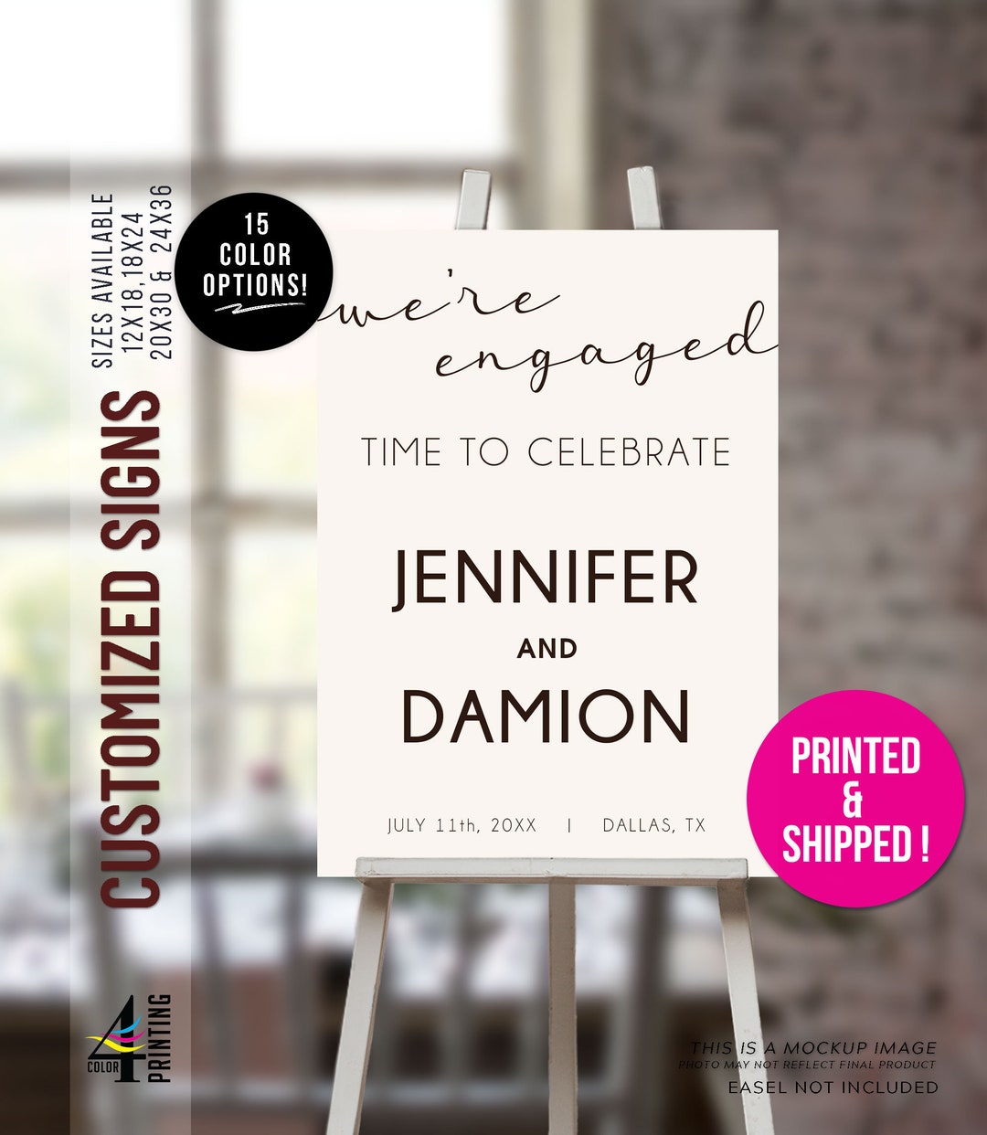 Printed We're Engaged Sign Engagement Time to - Etsy