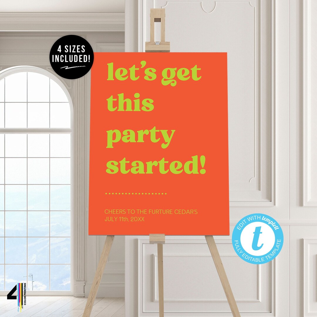 Lets Get This Party Started Sign | Engagement Party | Engagement Party ...