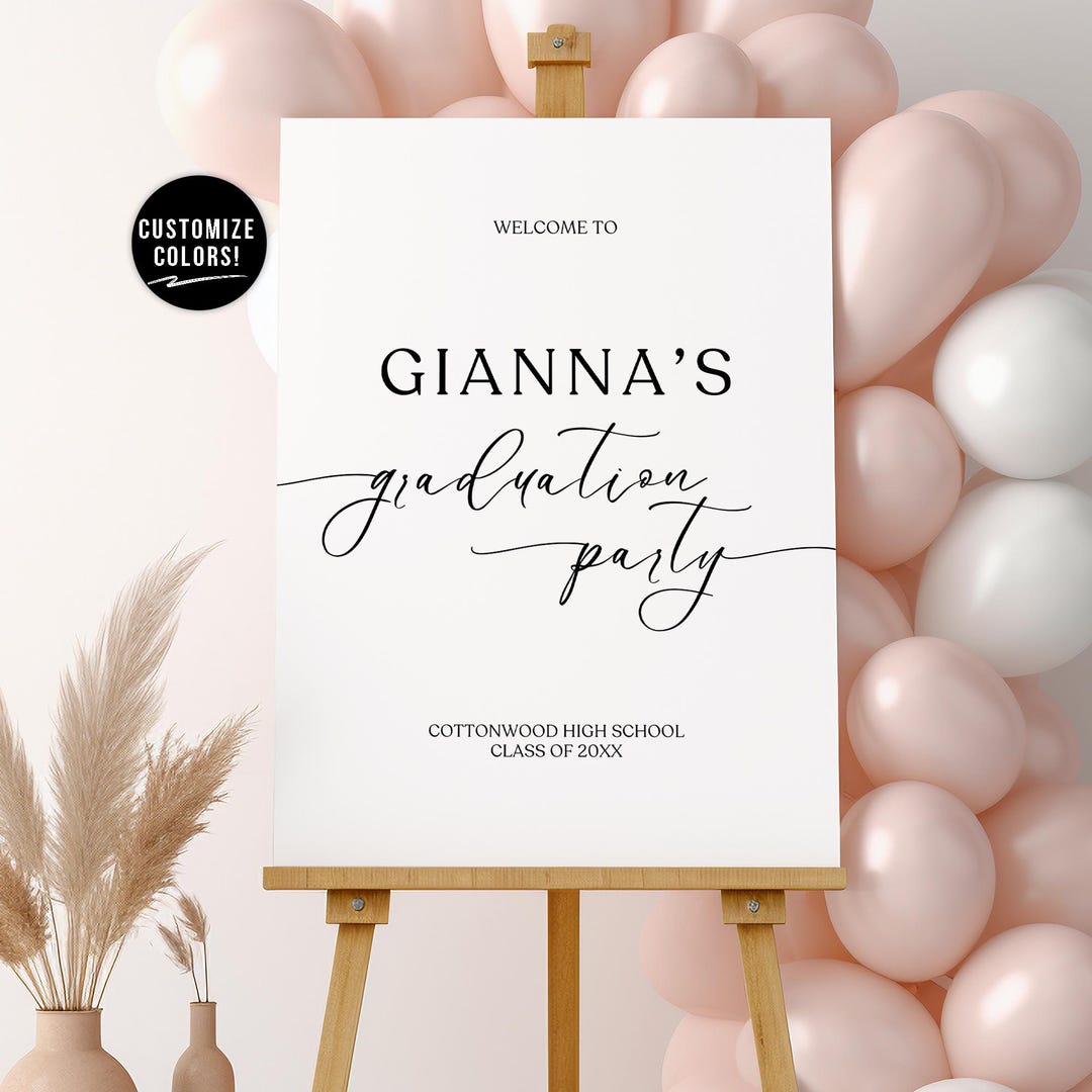 Printed Graduation Party Sign, Graduation Party Welcome Sign, Modern ...