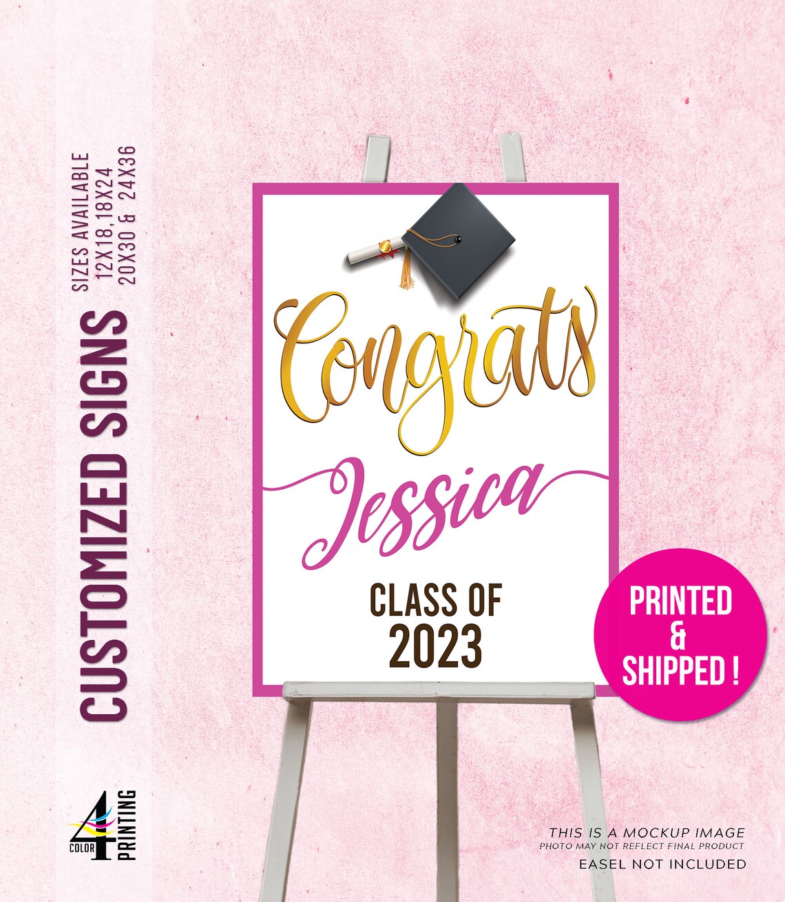 Printed Graduation Party Sign Graduation Cap Congrats Grad - Etsy