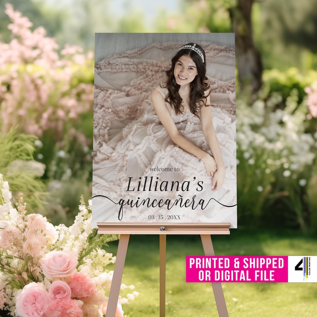 Quinceanera Sign Quinceanera Sign With Photo Quinceañera Welcome Sign ...
