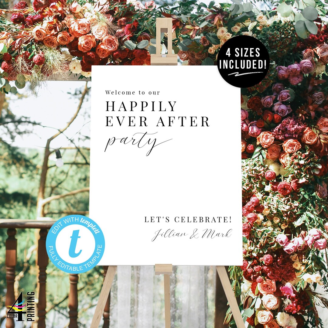 Happily Ever After Party Sign Template Happily Ever After Party Digital ...