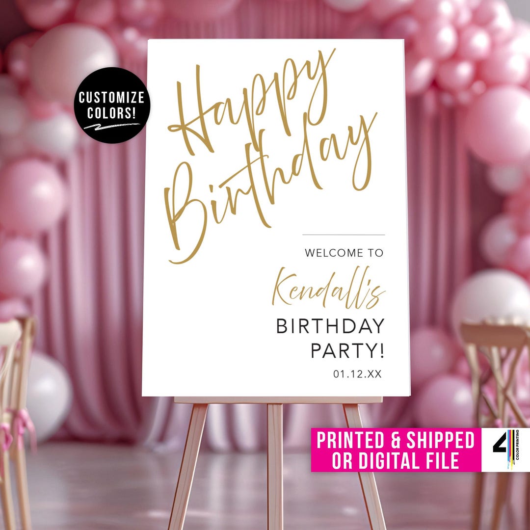 Personalized Birthday Welcome Sign, Glitter Effect (printed or Digital ...