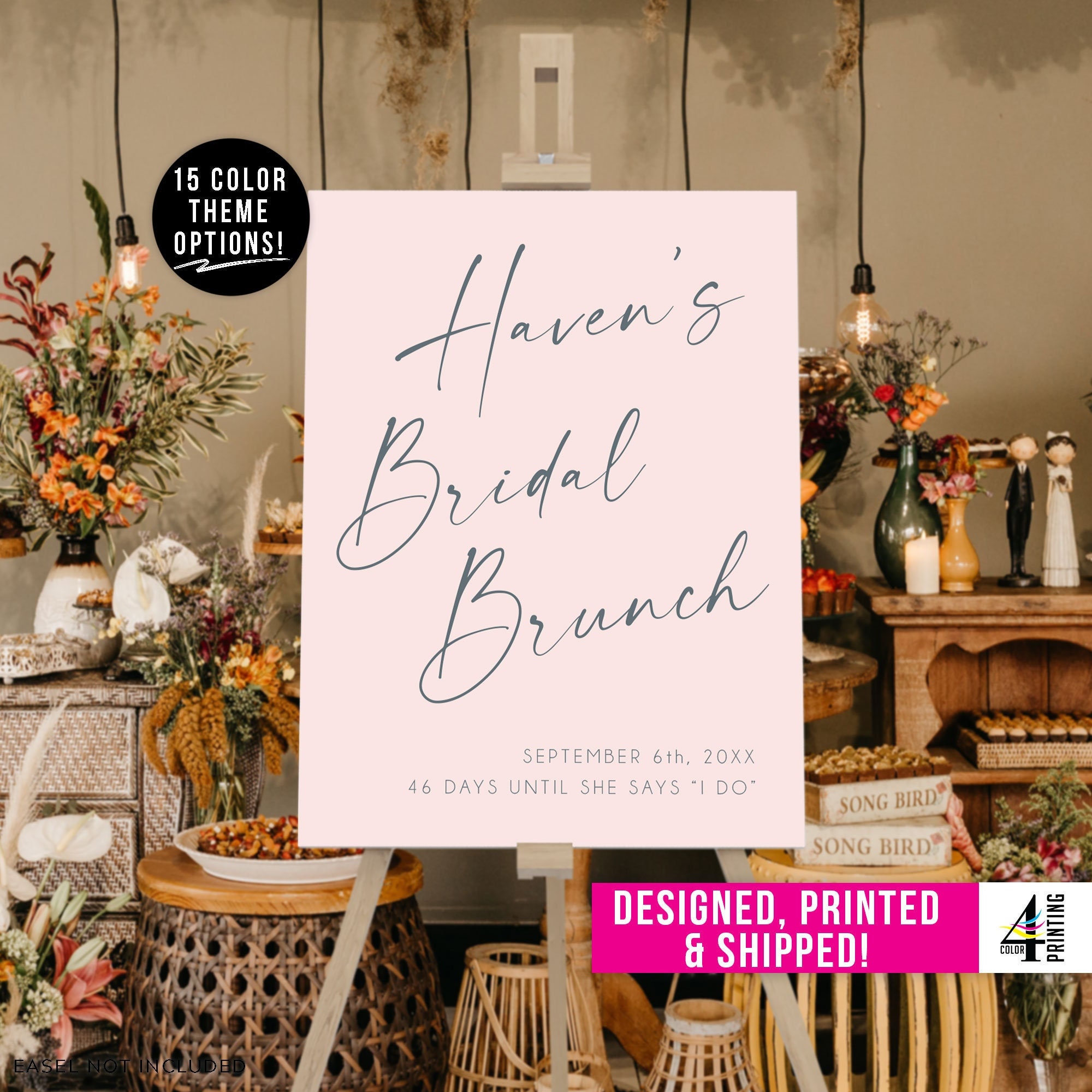Printed Bridal Brunch Sign Bridal Brunch Welcome Sign Bridal Shower ...